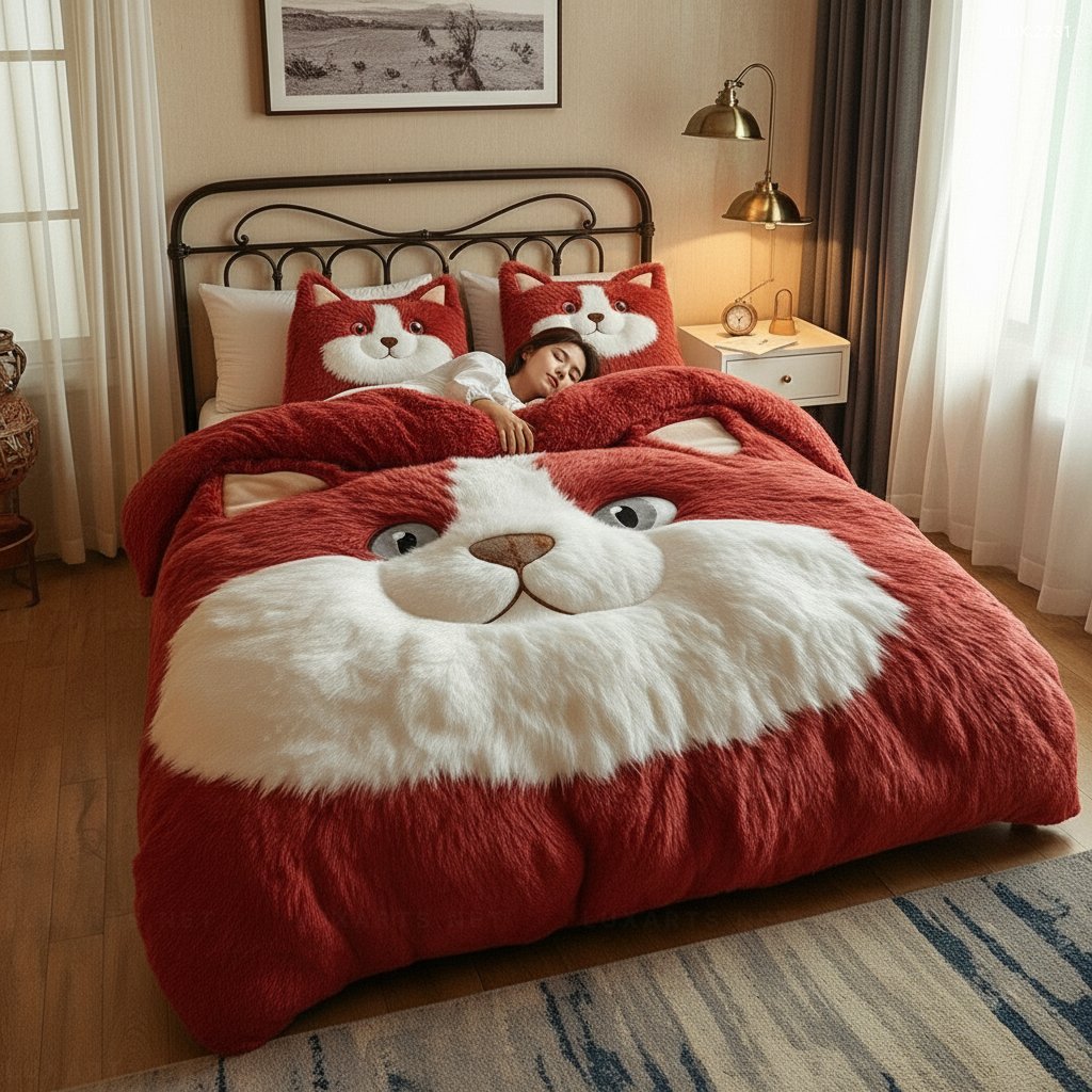 Fluffy Cat Bedding Set | Cozy and Creative Bedding for Cat Lovers - LuxArts