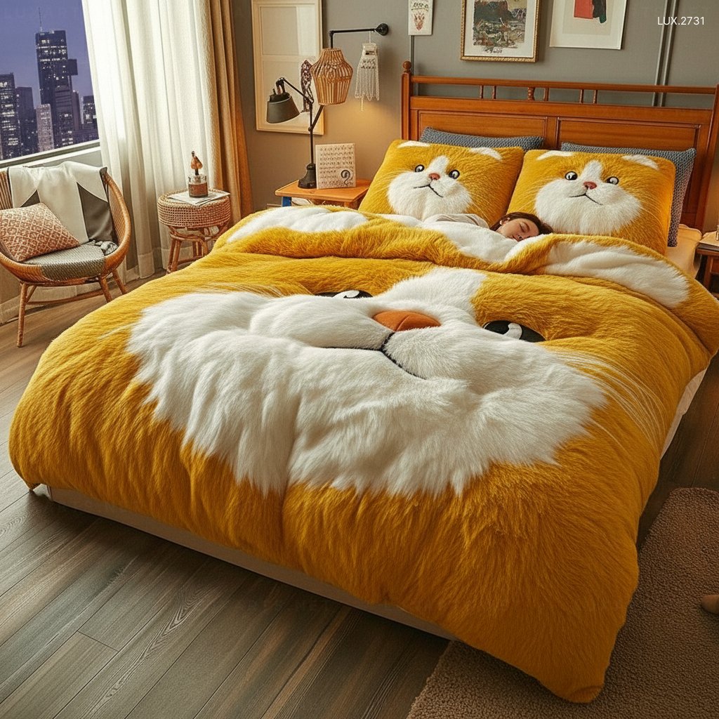 Fluffy Cat Bedding Set | Cozy and Creative Bedding for Cat Lovers - LuxArts