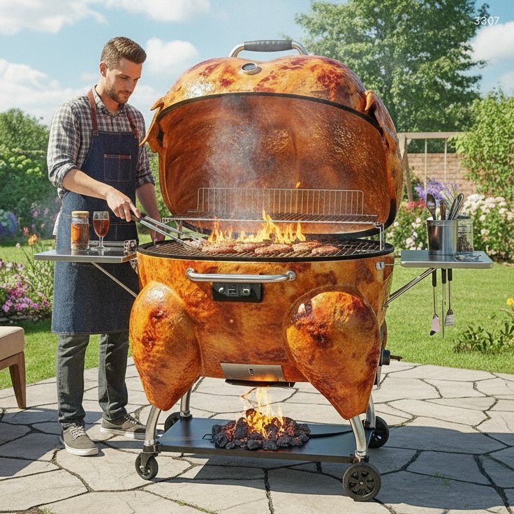 Grilled Chicken Shaped BBQ Grill – Unique Grill Design for Perfectly ...