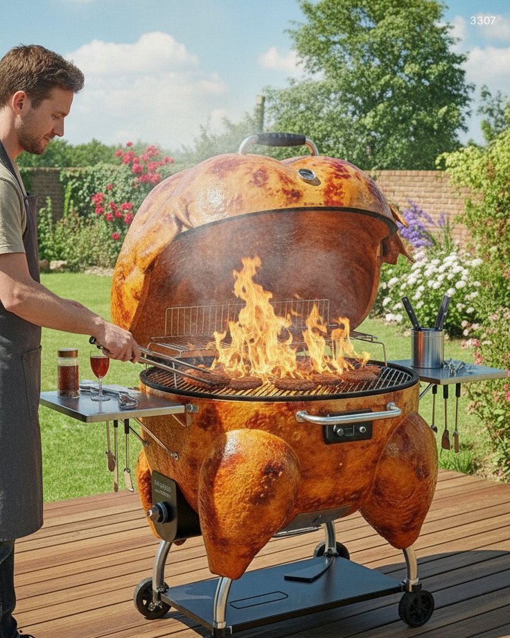 Grilled Chicken Shaped BBQ Grill – Unique Grill Design for Perfectly ...