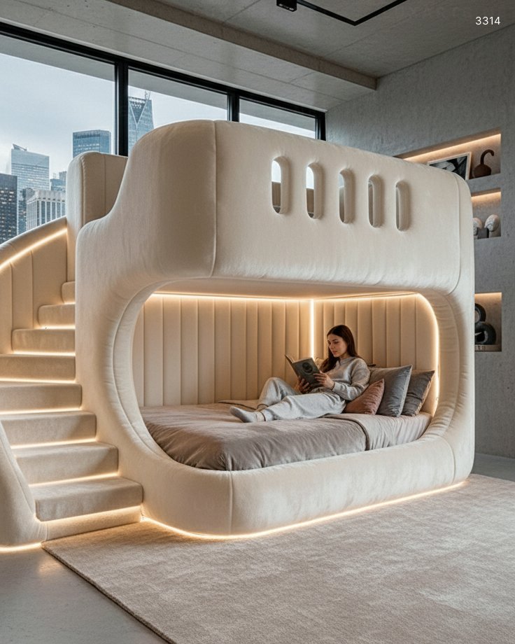 Upholstered Bunk Bed: Stylish & Comfortable Space-Saving Solution for Kids and Shared Rooms ...