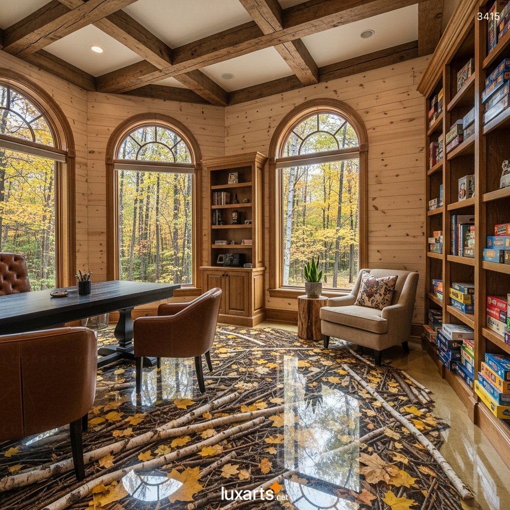 Leaves and Birch Branch Epoxy Floor: Unique Natural Design with ...