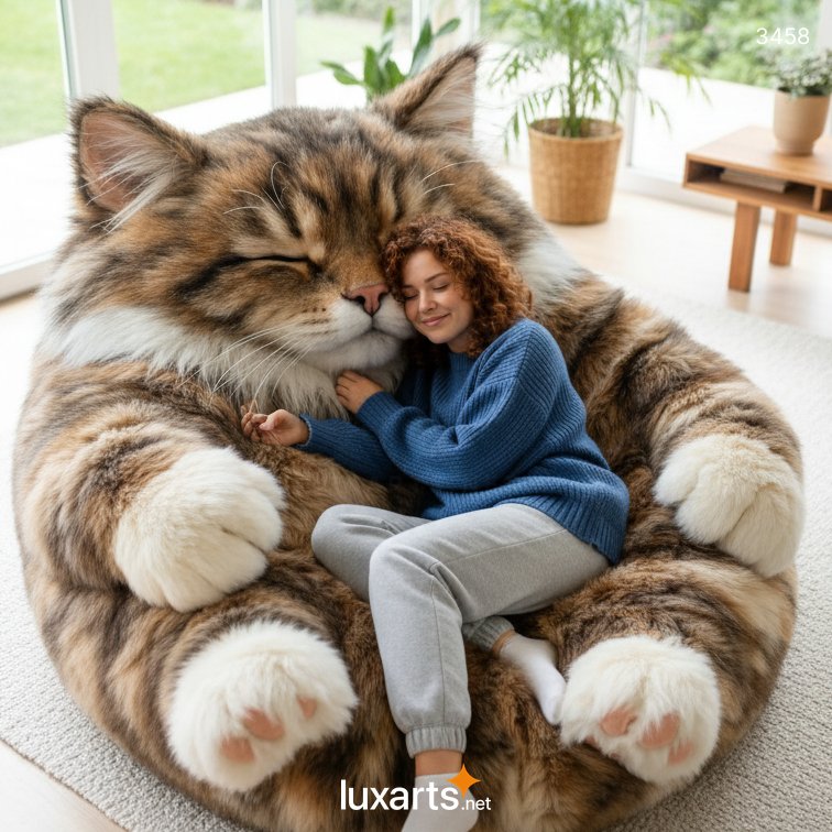 Fluffy Cat Shaped Bean Bag – Cozy, Cute, and Perfect for Kids & Adults ...