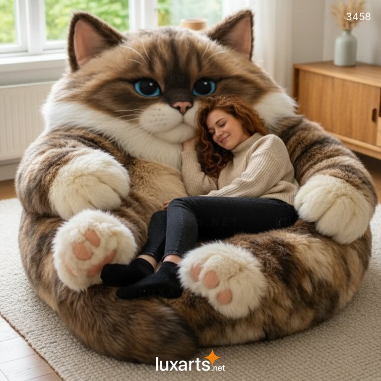 Fluffy Cat Shaped Bean Bag – Cozy, Cute, and Perfect for Kids & Adults ...