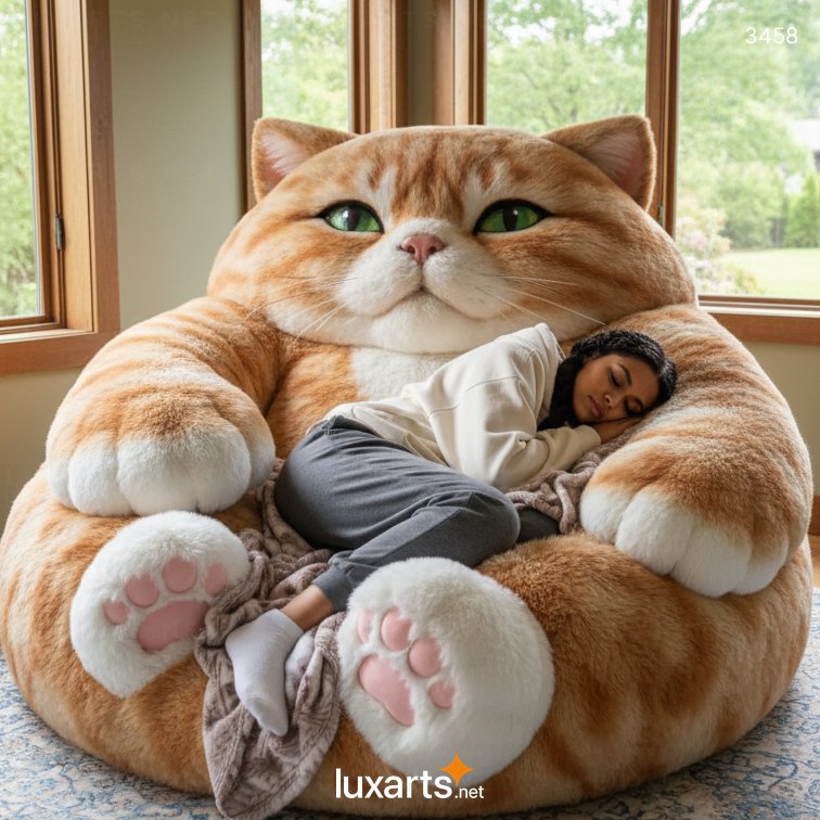 Fluffy Cat Shaped Bean Bag – Cozy, Cute, and Perfect for Kids & Adults ...