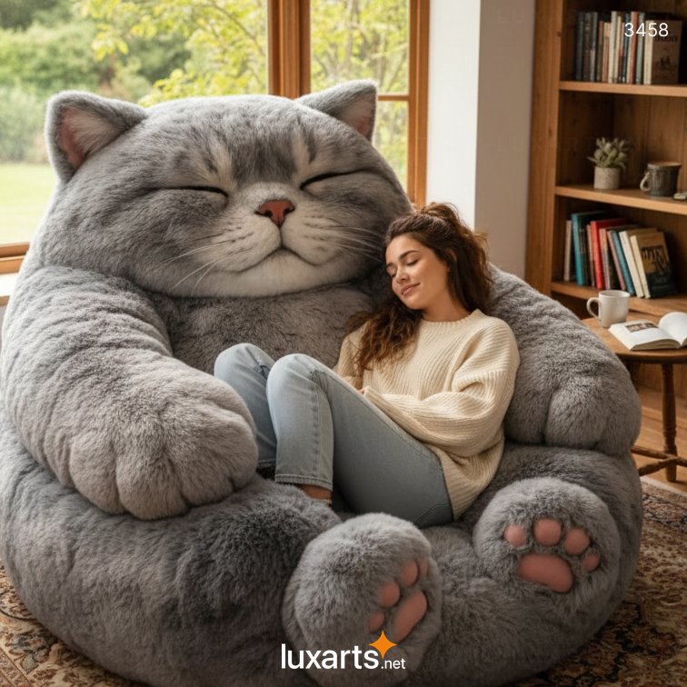 Fluffy Cat Shaped Bean Bag – Cozy, Cute, and Perfect for Kids & Adults ...