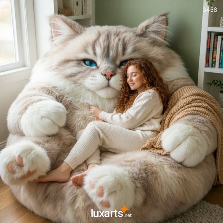 Fluffy Cat Shaped Bean Bag – Cozy, Cute, and Perfect for Kids & Adults ...