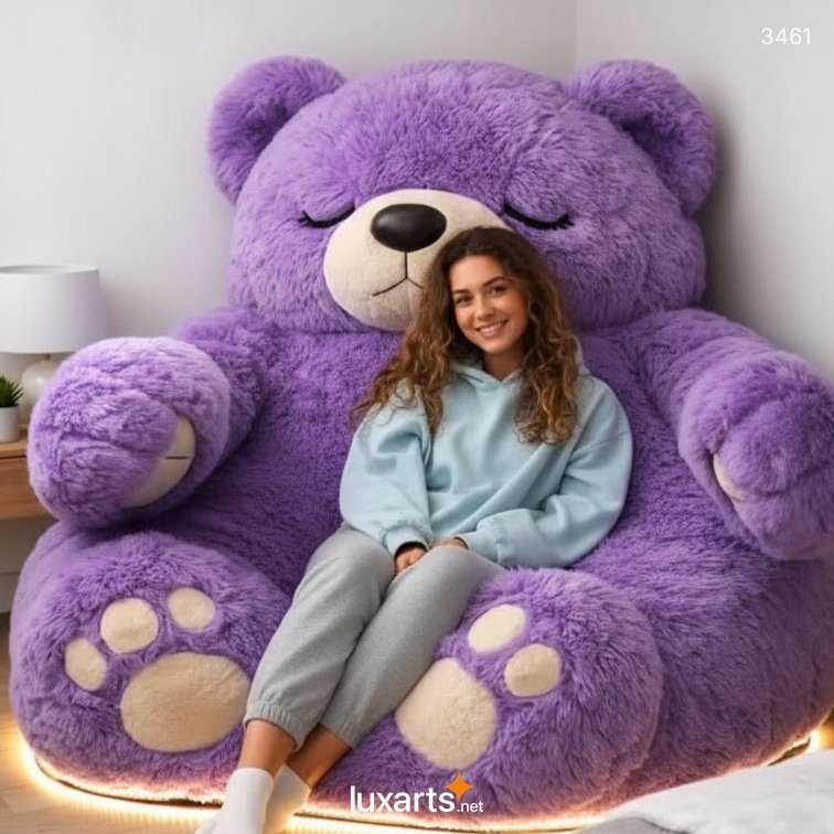 Fluffy Bear Shaped Bean Bag: Soft, Cute & Comfortable for Kids and ...