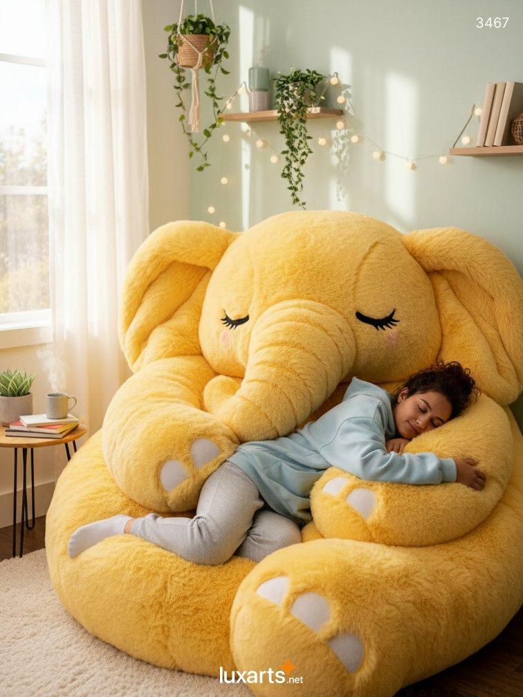 Fluffy Elephant Shaped Bean Bag – Soft & Cozy Lounge Chair for Kids and ...