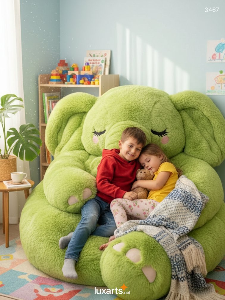 Fluffy Elephant Shaped Bean Bag – Soft & Cozy Lounge Chair for Kids and ...