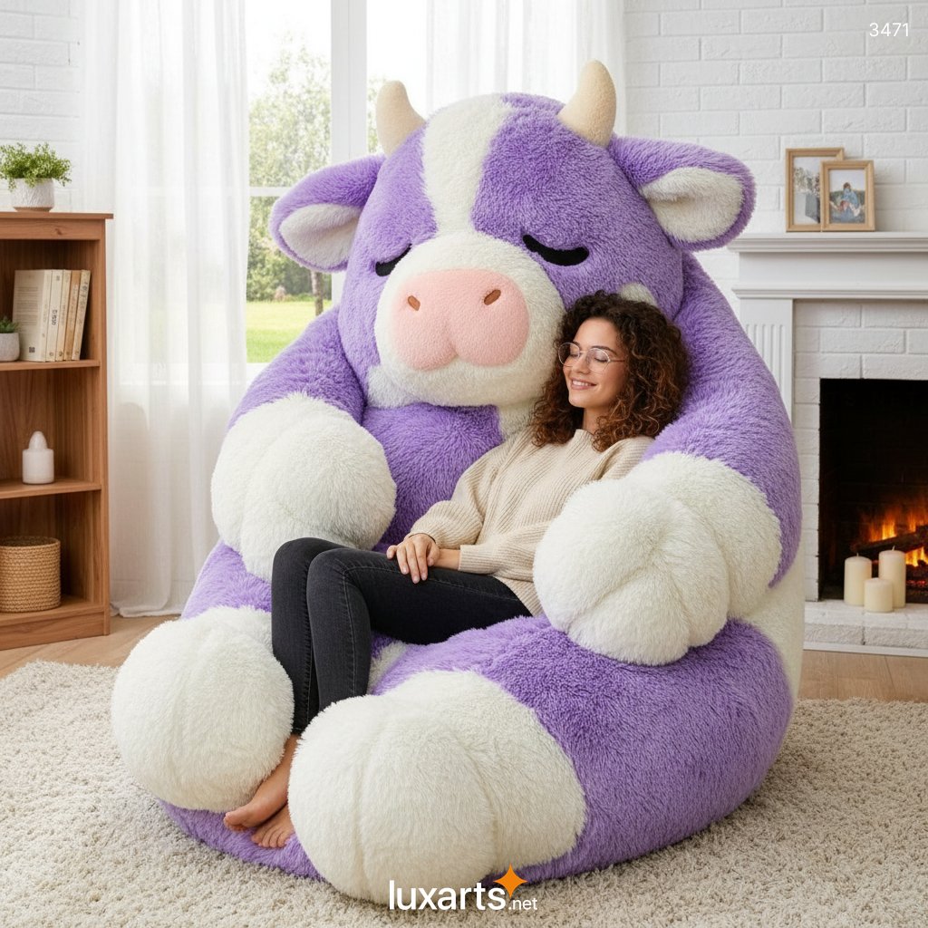 Dairy Cow Shaped Bean Bag – Soft, Fun & Cuddly Animal Lounger for Kids ...