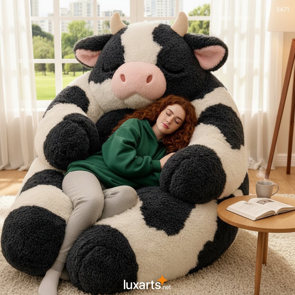 Dairy Cow Shaped Bean Bag – Soft, Fun & Cuddly Animal Lounger for Kids ...