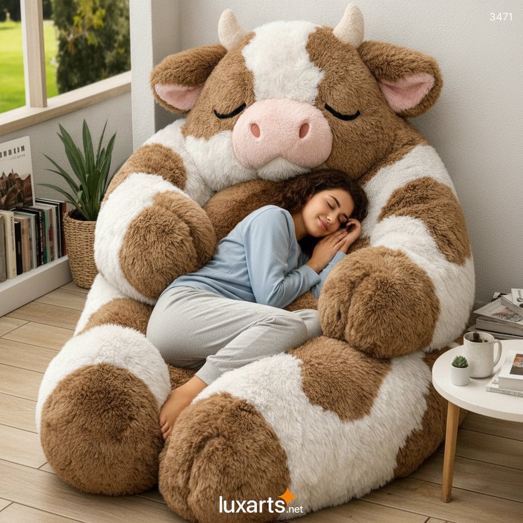 Dairy Cow Shaped Bean Bag – Soft, Fun & Cuddly Animal Lounger for Kids ...