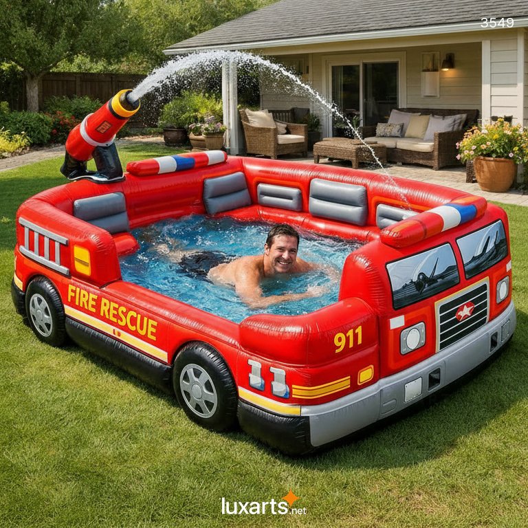 Inflatable Fire Engine Paddling Pools - Fire Truck Pool with Water ...