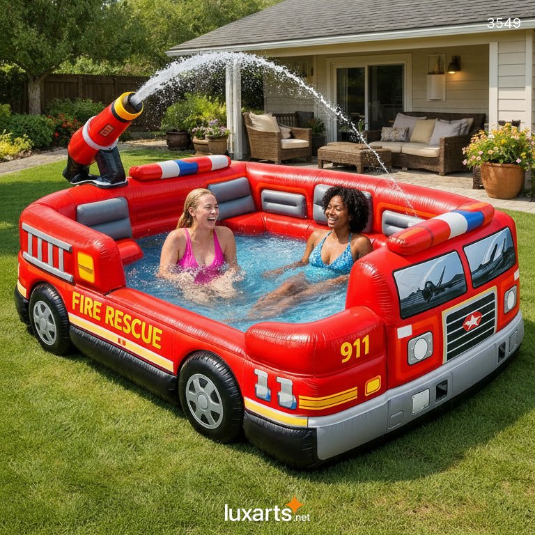 Inflatable Fire Engine Paddling Pools - Fire Truck Pool with Water ...