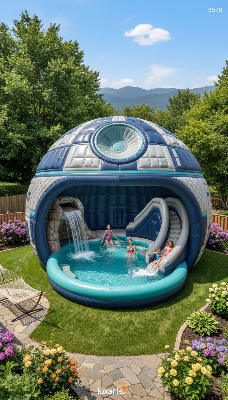 Giant Inflatable Death Star Pool with Slide & Waterfall for Backyards ...