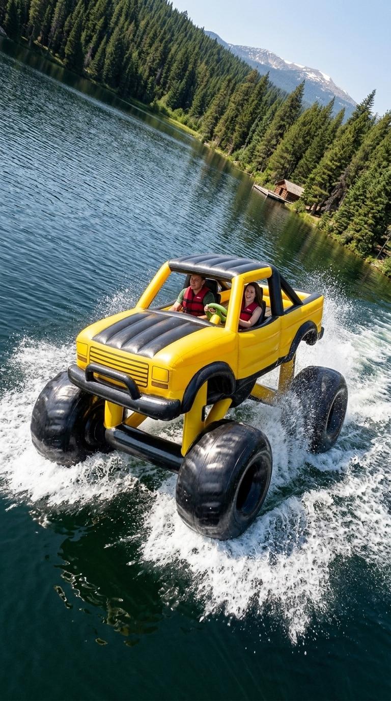 Giant Floating Monster Truck - Inflatable Boat for Summer Water Sports ...