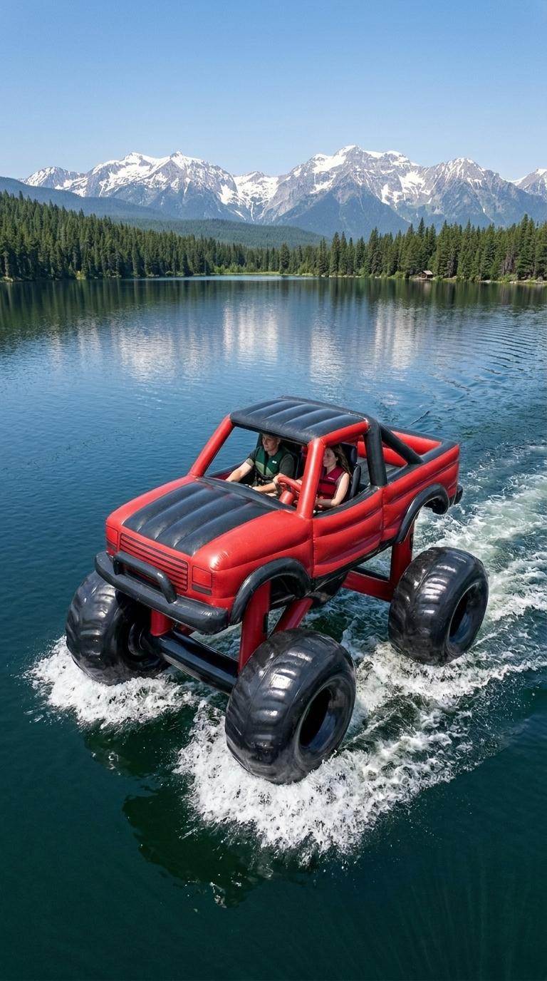 Giant Floating Monster Truck - Inflatable Boat for Summer Water Sports ...