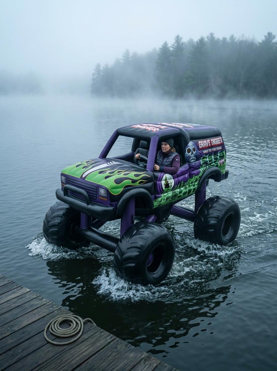 Giant Floating Monster Truck - Inflatable Boat for Summer Water Sports ...