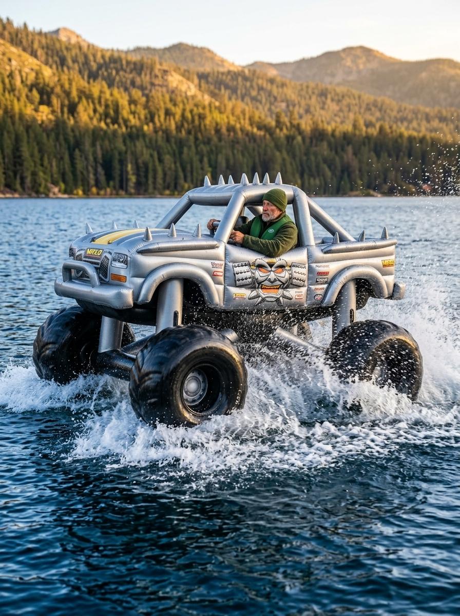 Giant Floating Monster Truck - Inflatable Boat for Summer Water Sports ...